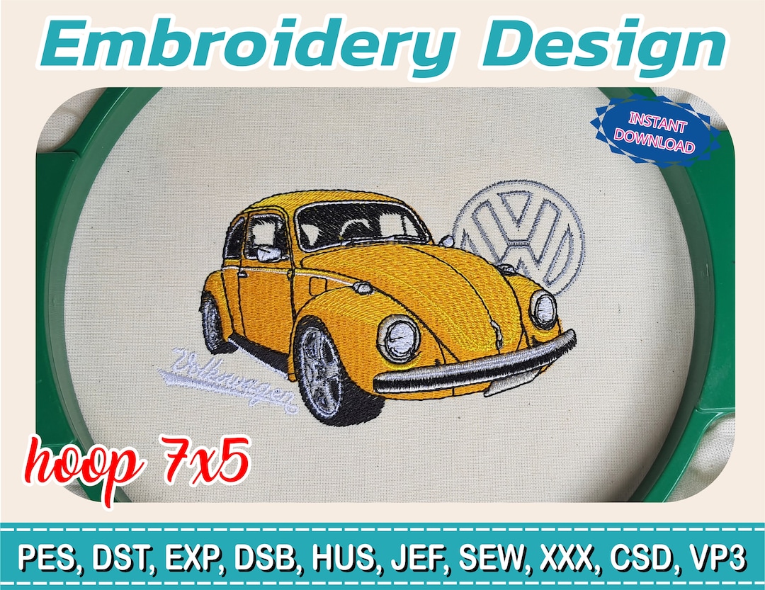 Embroidery Design / Volkswagen / Volkswagen Beetle / 4 Different Sizes ...