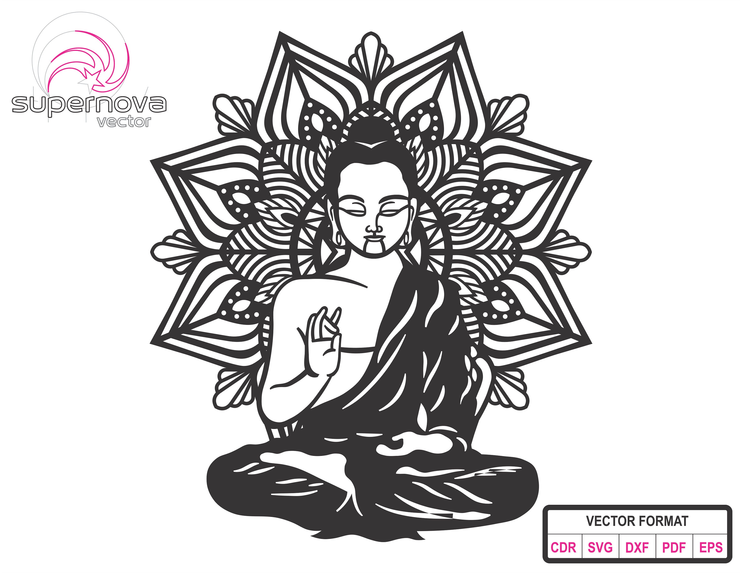 Vector de Buda Mandala Cdr Svg Dxf Eps Pdf para Cortadora - Etsy España