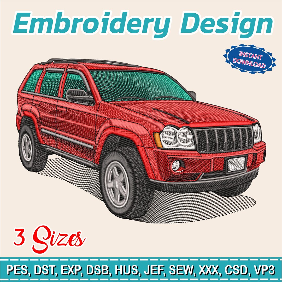 Embroidery Design / Jeep Grand Cherokee / 3 Different Sizes / INSTANT ...