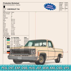 Embroidery Design / Chevrolet Truck / 5 Different Sizes / INSTANT ...