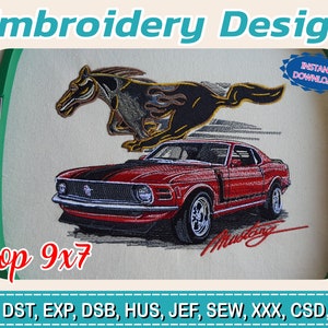 Embroidery Design / Mustang GT / Chevrolet / 4 Different Sizes ...
