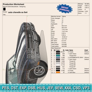 Embroidery Design / Chevelle Ss / 4 Different Sizes / INSTANT Download ...