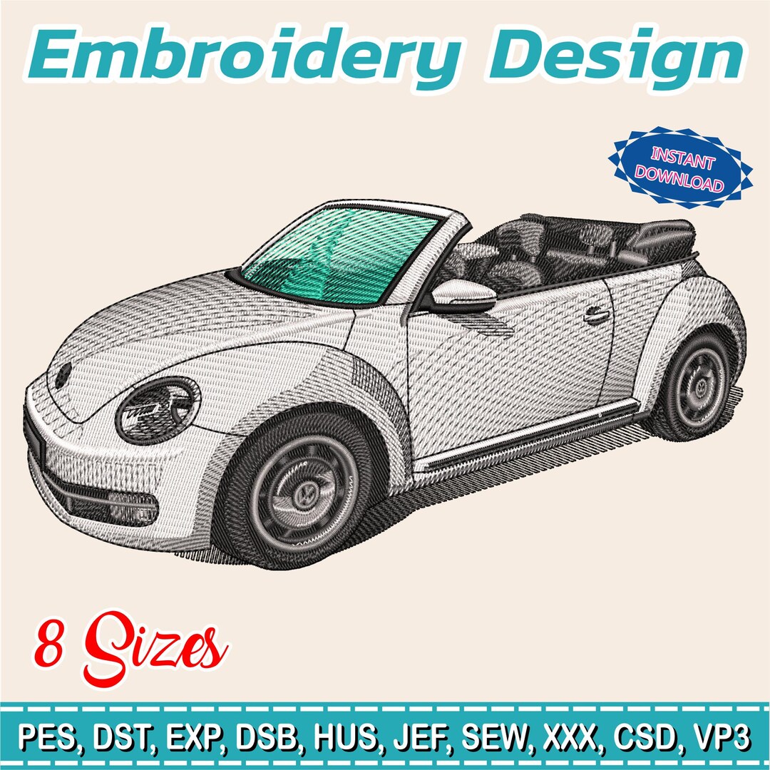 Embroidery Design / Volkswagen / Volkswagen Beetle / 8 Different Sizes ...