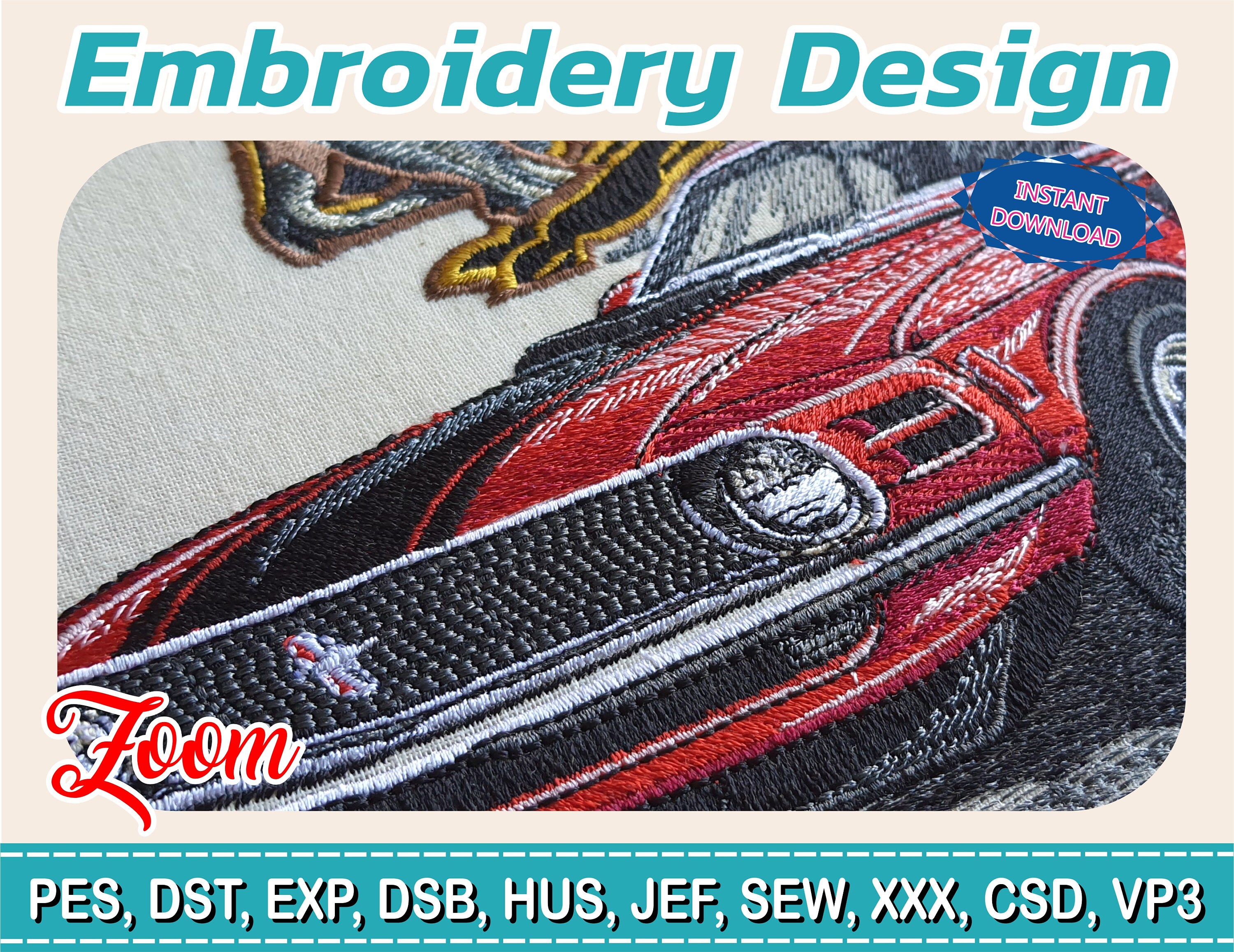 Embroidery Design / Mustang GT / Chevrolet / 4 Different Sizes - Etsy