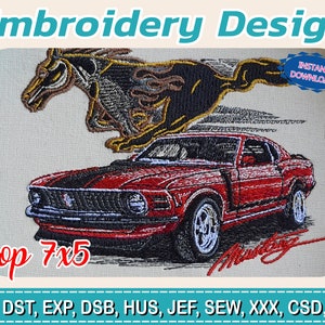 Embroidery Design / Mustang GT / Chevrolet / 4 Different Sizes ...