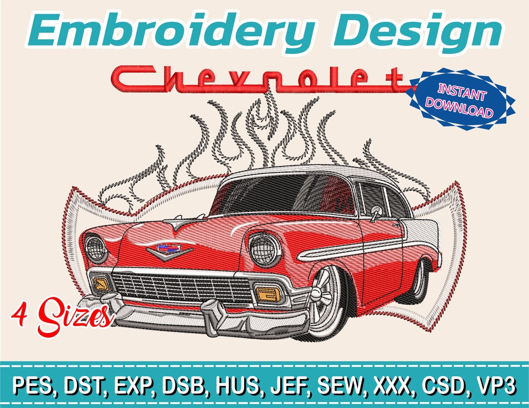 Embroidery Design / Chevrolet Bel Air / 4 Different Sizes / - Etsy