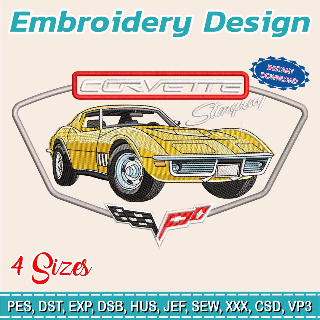 Embroidery Design / 1968 Corvette 427 Coupe Daytona / 4 - Etsy