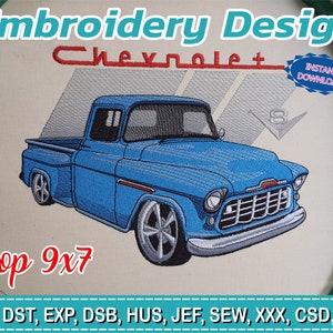 Embroidery Design / Chevy 1956 / Chevriket Blue / 4 Different Sizes ...