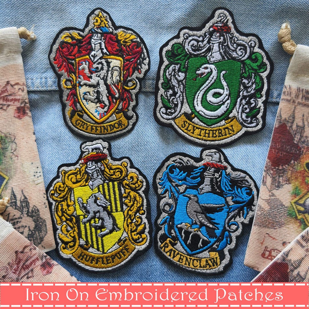 Iron on Embroidered Patches / Gryffindor / Slytherin / Hufflepuff / Ravenclaw / - Etsy