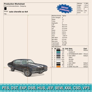 Embroidery Design / Chevelle Ss / 4 Different Sizes / INSTANT Download ...