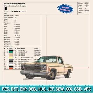 Embroidery Design / Chevrolet Truck / 5 Different Sizes / INSTANT ...