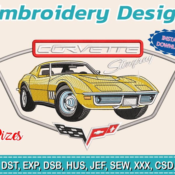 Corvette Embroidery File - Etsy