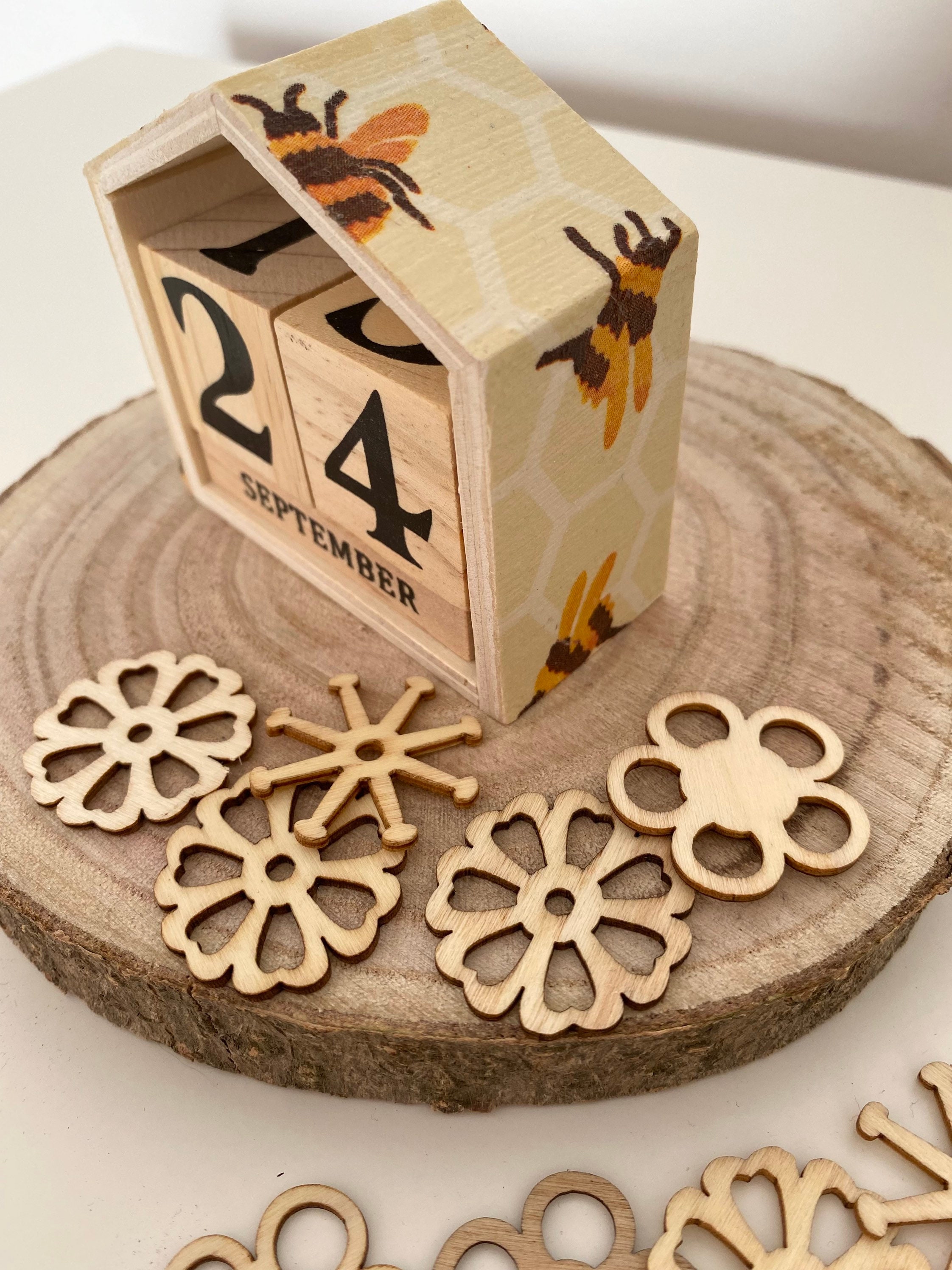 Wooden Block Calendar Desk Calendar Home Office - Etsy UK