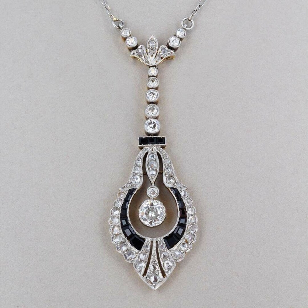 Fancy Diamond Necklace, 2.34 Ct Diamond, 14K White Gold Necklace ...