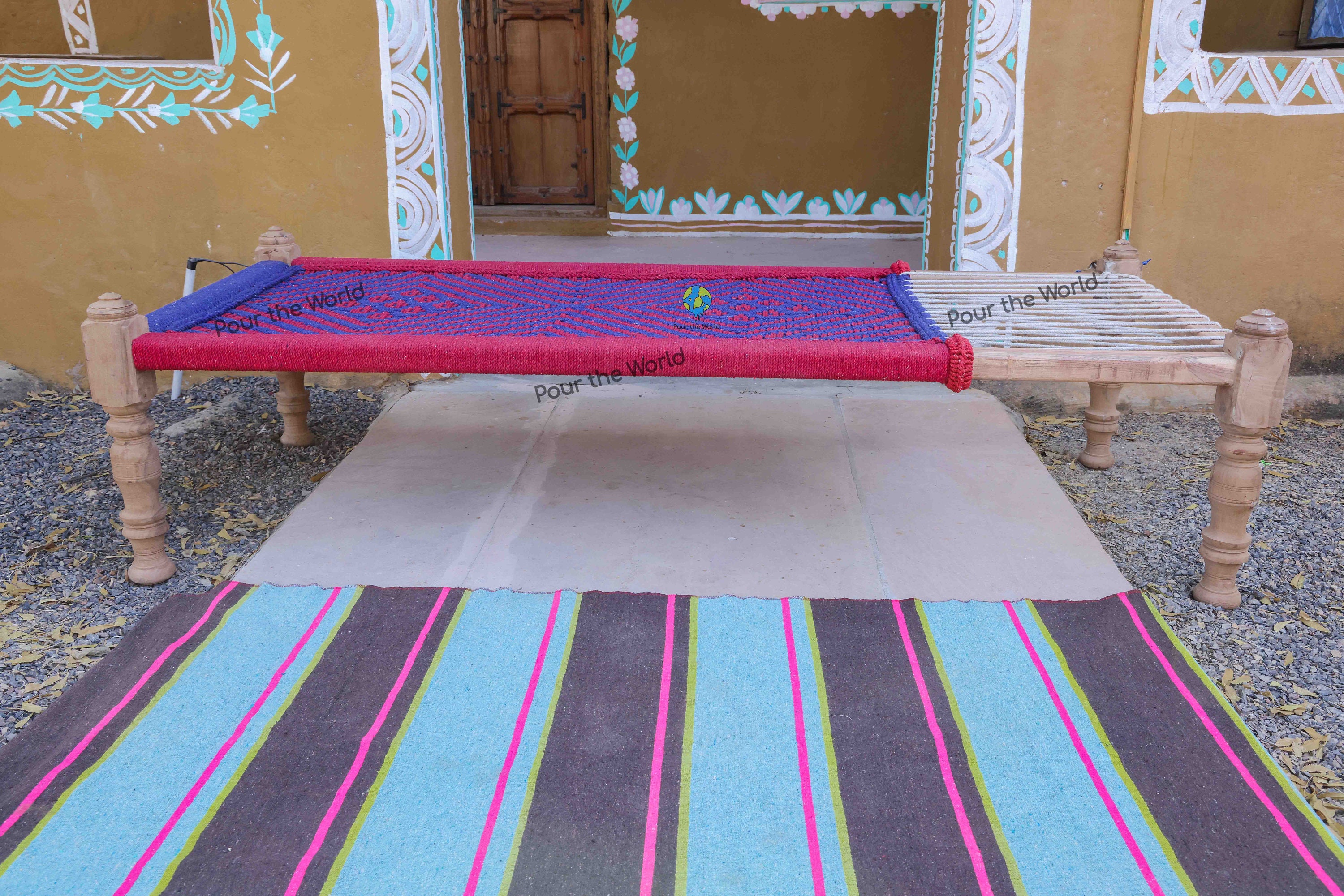 Indian Charpoy Daybed, Indian Bed, Charpoy Bed, Hand Braided, Carved ...
