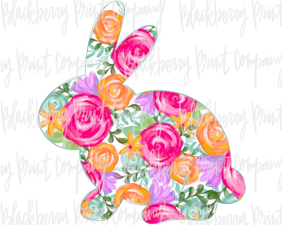 Floral Bunny Digital Download PNG Easter Design - Etsy
