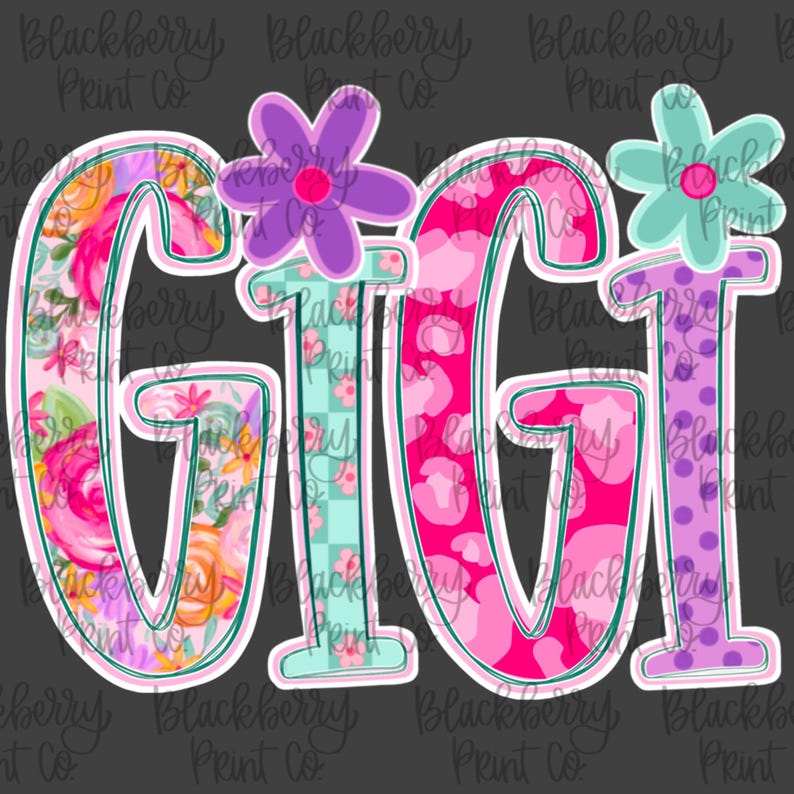 Gigi Wild Flower PNG Digital Download Hand Drawn Sublimation DTF - Etsy