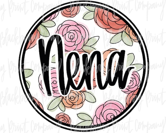 Nena Floral Circle Sublimation PNG Hand Lettered Watercolor - Etsy