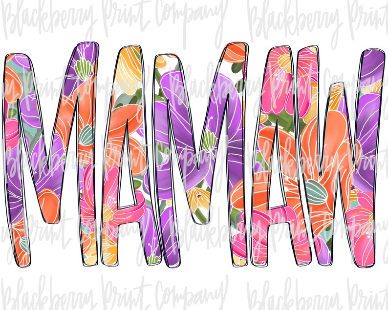 Mamaw Floral Filled Sublimation PNG Digital Download Hand Drawn - Etsy