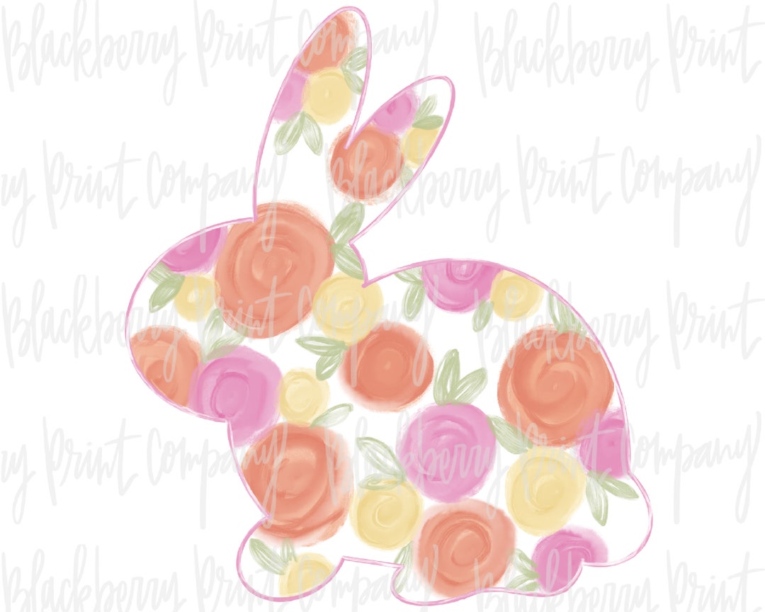 Floral Easter Bunny PNG, Watercolor Sublimation Design (digital ...