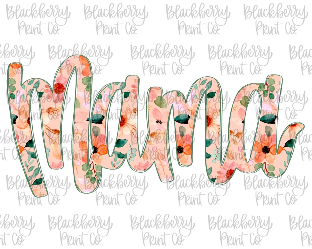 Mama Tan and Pink Floral Filled PNG Digital Download Hand Drawn ...