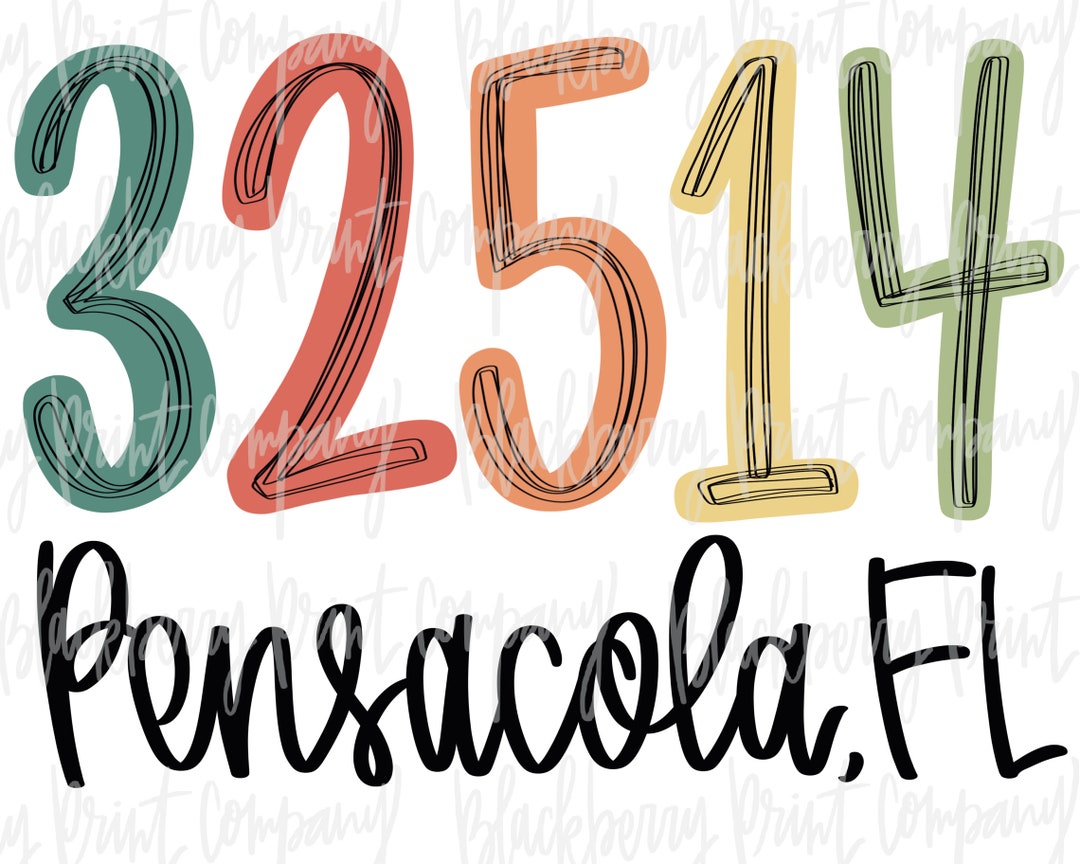 32514 Pensacola FL PNG Zip Code Sublimation Printable - Etsy