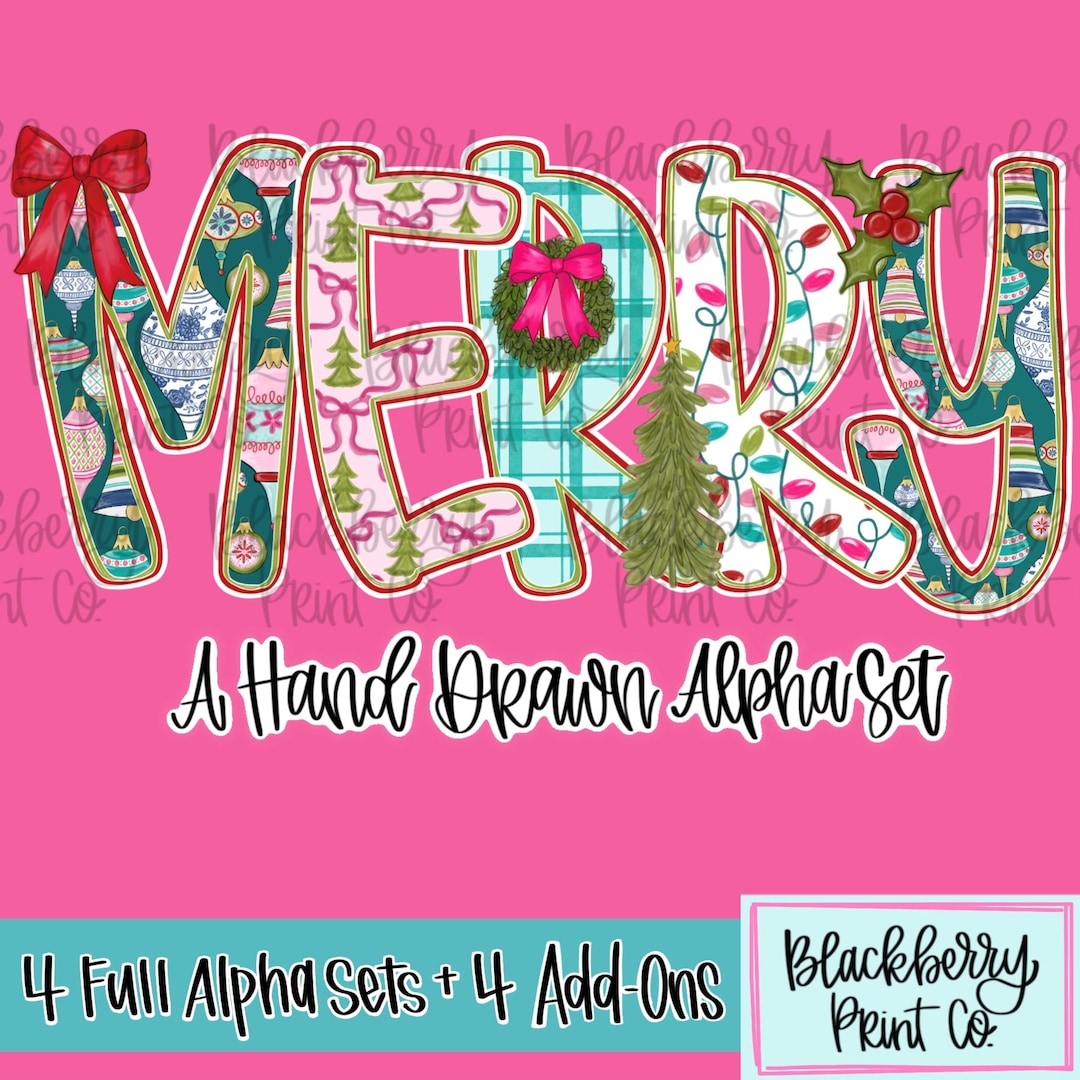 Merry Alpha Set | Hand Drawn Christmas Letters | PNG Digital Download ...