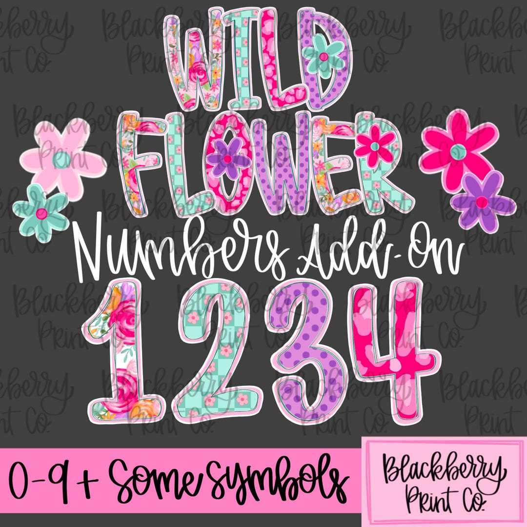 Wildflower Number & Symbol PNG Set, Hand-drawn (digital Download) - Etsy
