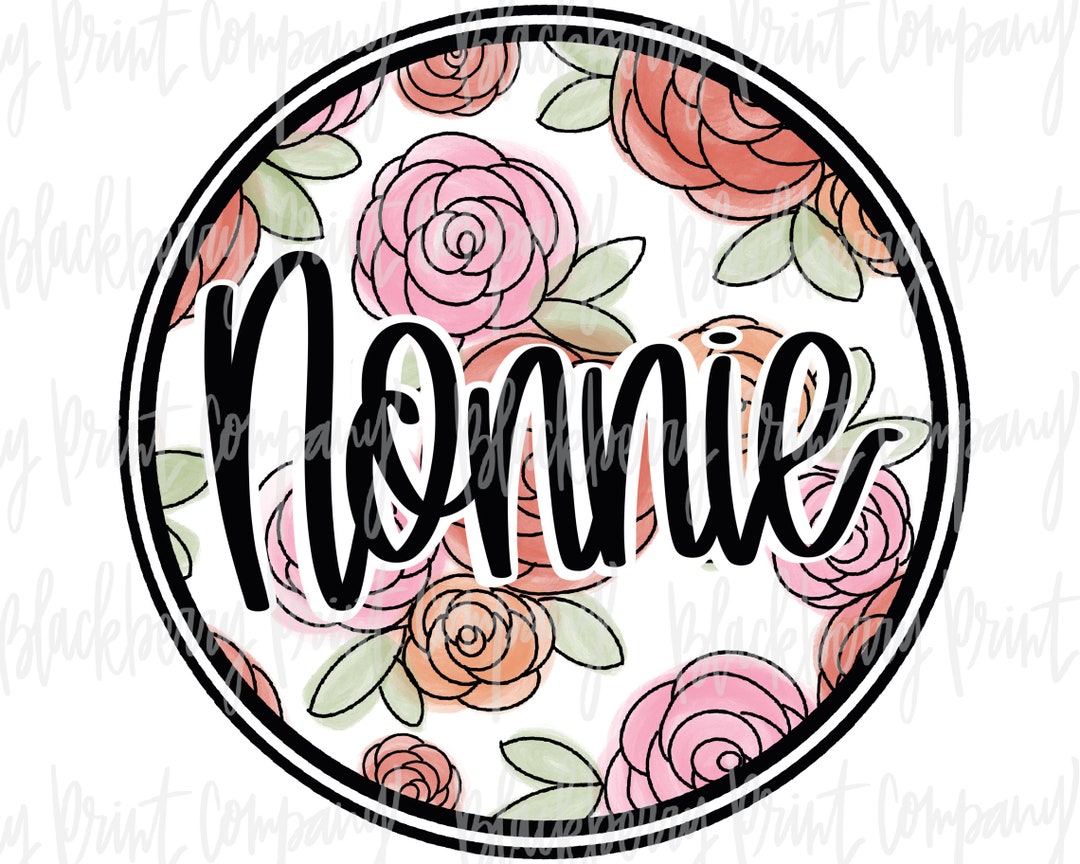 Nonnie Floral Circle PNG Hand Lettered Watercolor Sublimation Digital ...