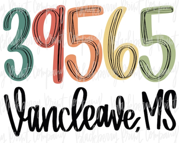 39565 Vancleave MS PNG Zip Code Sublimation Printable - Etsy