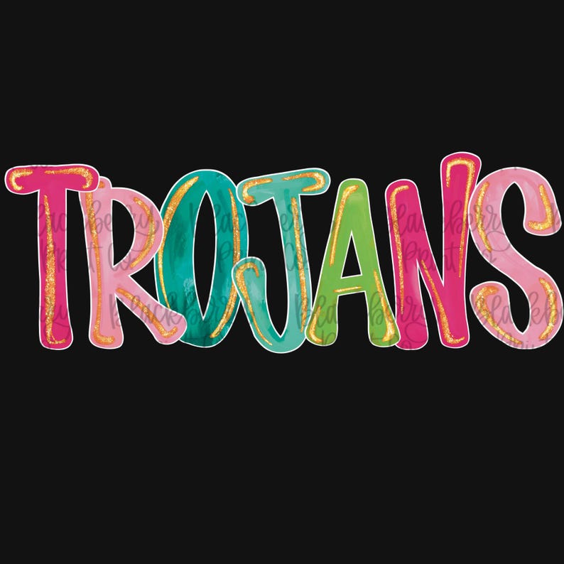 Trojans Mascot Glitter Pop PNG Digital Download Hand Drawn Sublimation ...