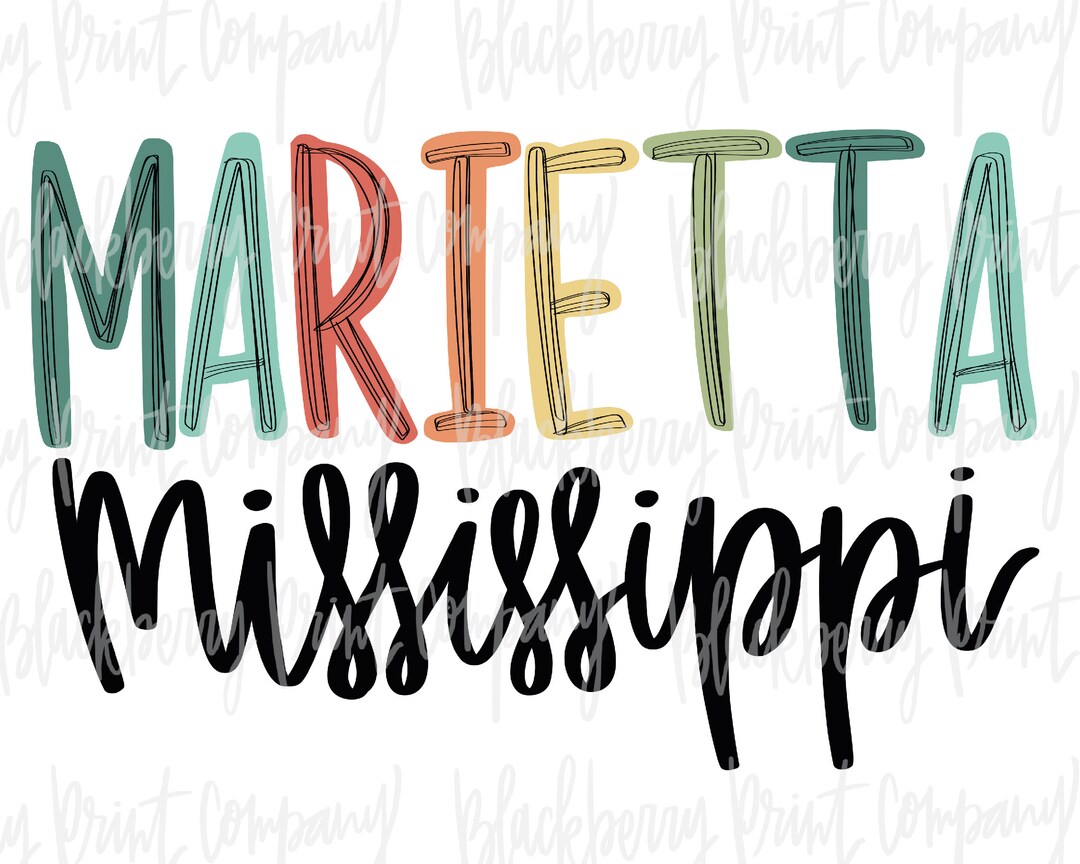 Marietta Mississippi PNG Hand Lettered Sublimation Digital - Etsy