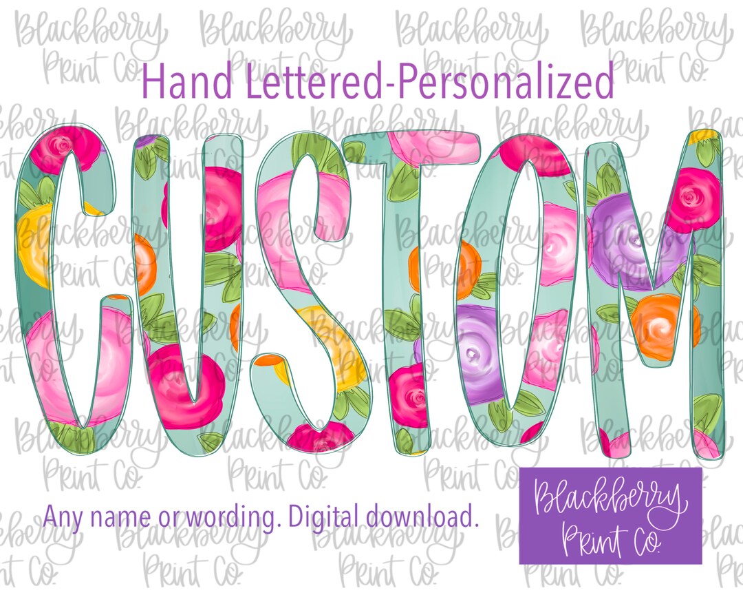 Custom Personalized Roses Filled PNG Digital Download Hand Drawn ...