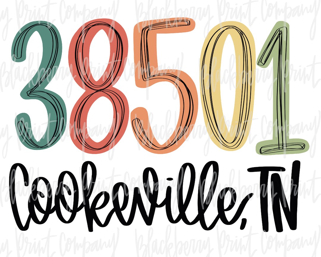 38501 Cookeville MS PNG Zip Code Sublimation Printable - Etsy