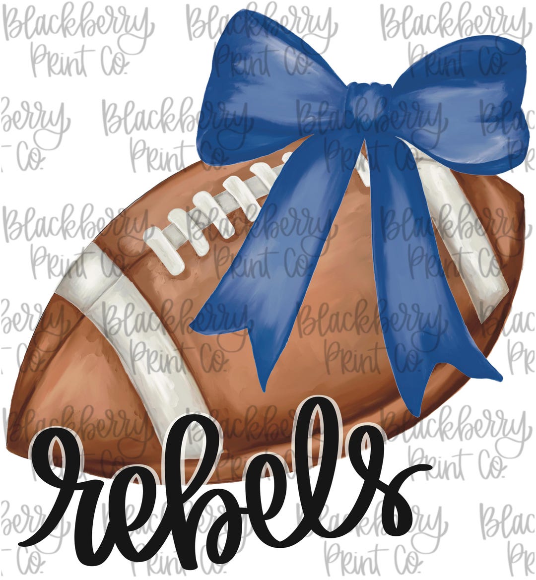 Football With Bow Preppy PNG Rebels Football PNG DTF Sublimation Hand ...