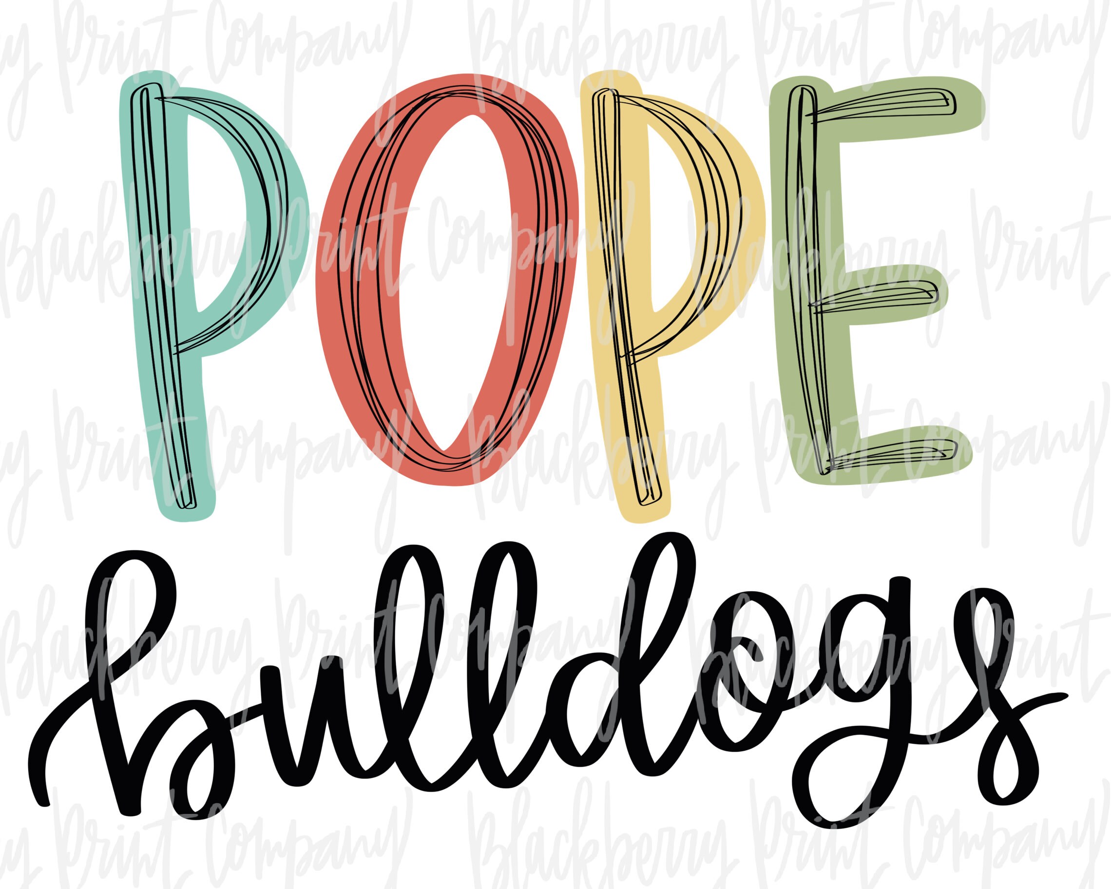 Pope Bulldogs PNG Sublimation Digital Download Hand Lettered | Etsy