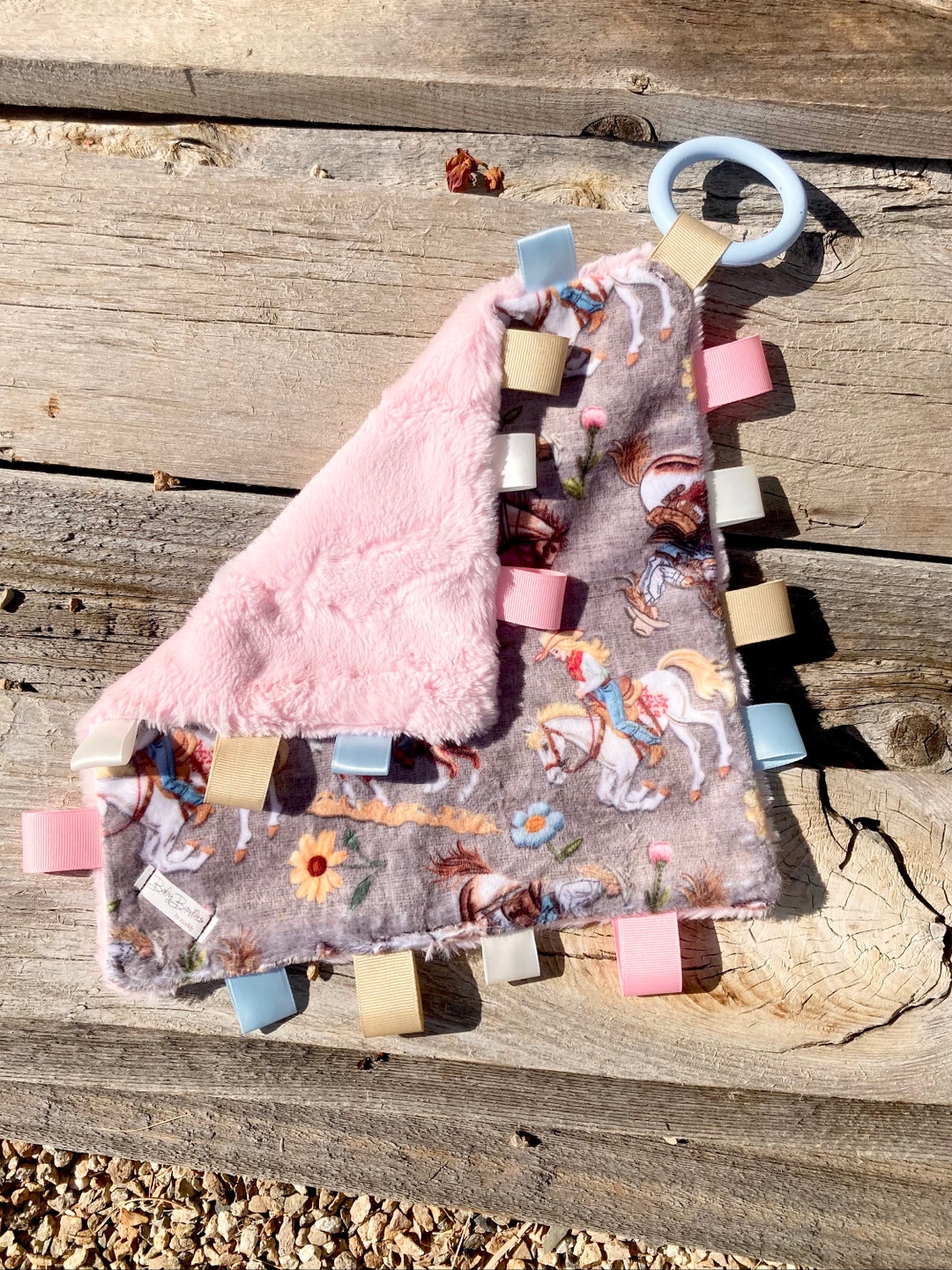 Cowgirl Floral Tag Lovey / Horse Themed Blanket / Baby Girl Security ...