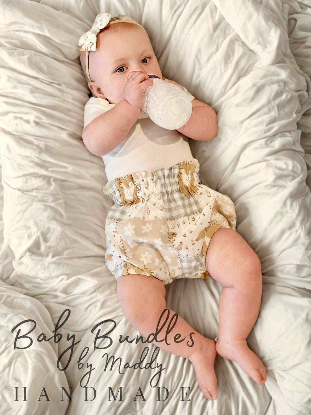 Paper Bag Bloomers Diaper Cover and Matching Bow for Baby Girls ...