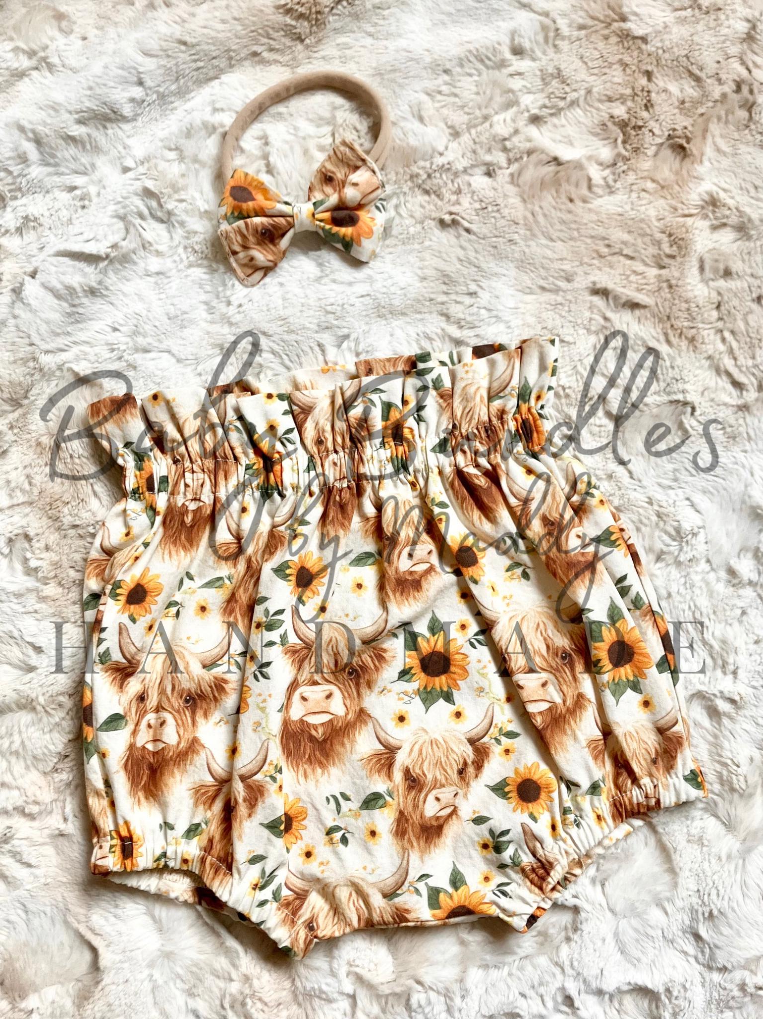 Paper Bag Bloomers Diaper Cover and Matching Bow for Baby Girls ...