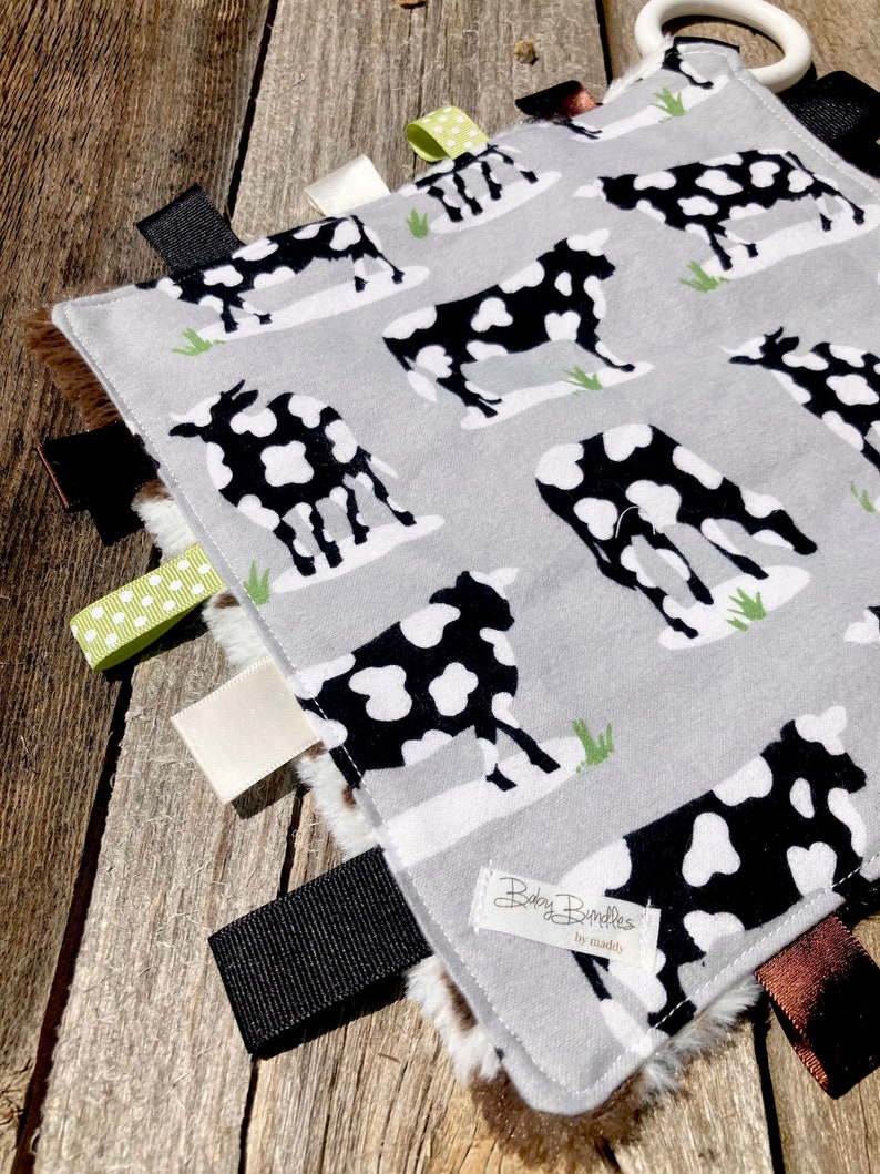 Black and White Cows Tag Lovey / Cow Print Baby Lovey / - Etsy