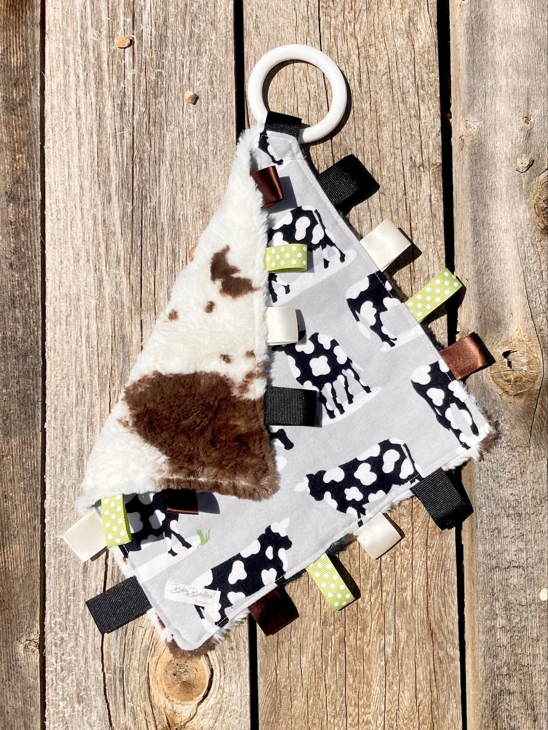 Black and White Cows Tag Lovey / Cow Print Baby Lovey / - Etsy