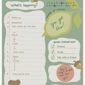 Forest Themed Daily Planner Sheet Kawaii Planner Sheet Digital ...