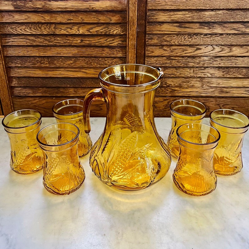 Amber Glass Jug - Etsy