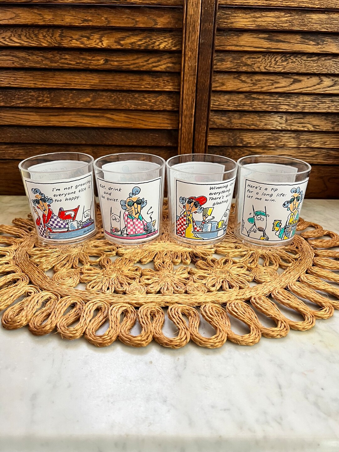 Set of 4 Maxine Hallmark Zak Design Plastic Cartoon Tumbler Cups, 14 Fl ...