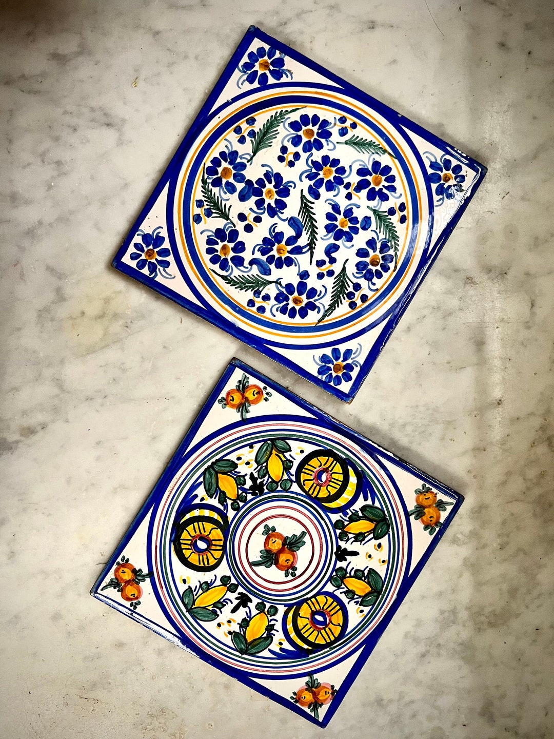 Vintage Ceramic Wall Tile Trivet Set - Etsy