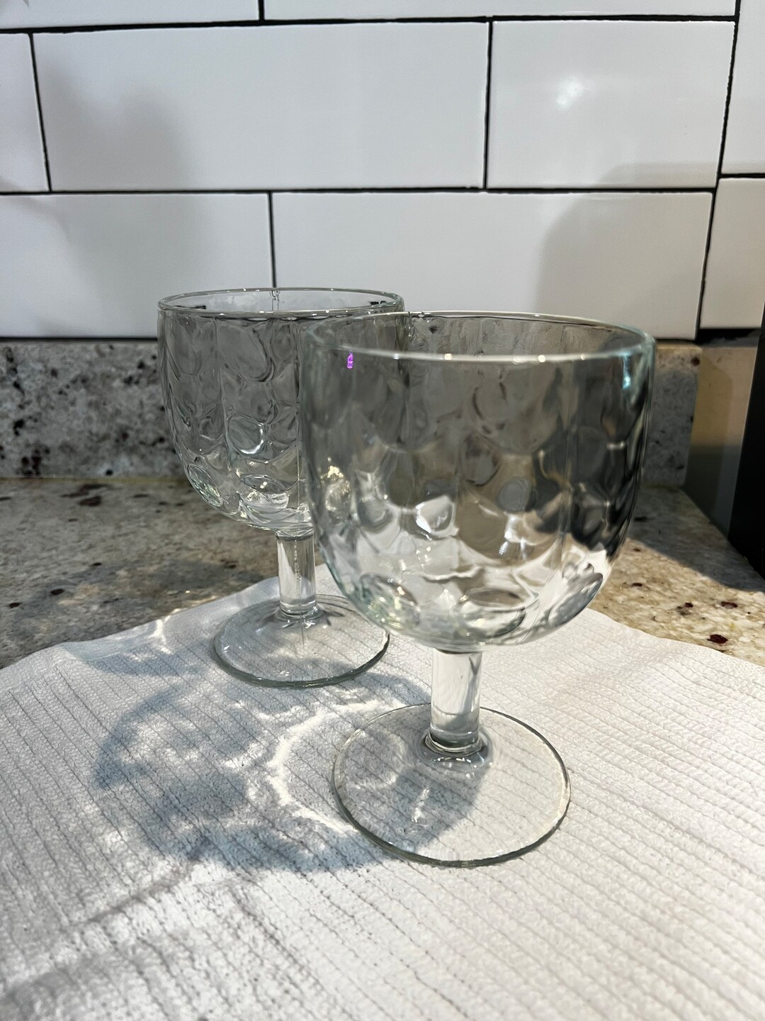 Vintage Clear Thumbprint Goblets - Etsy