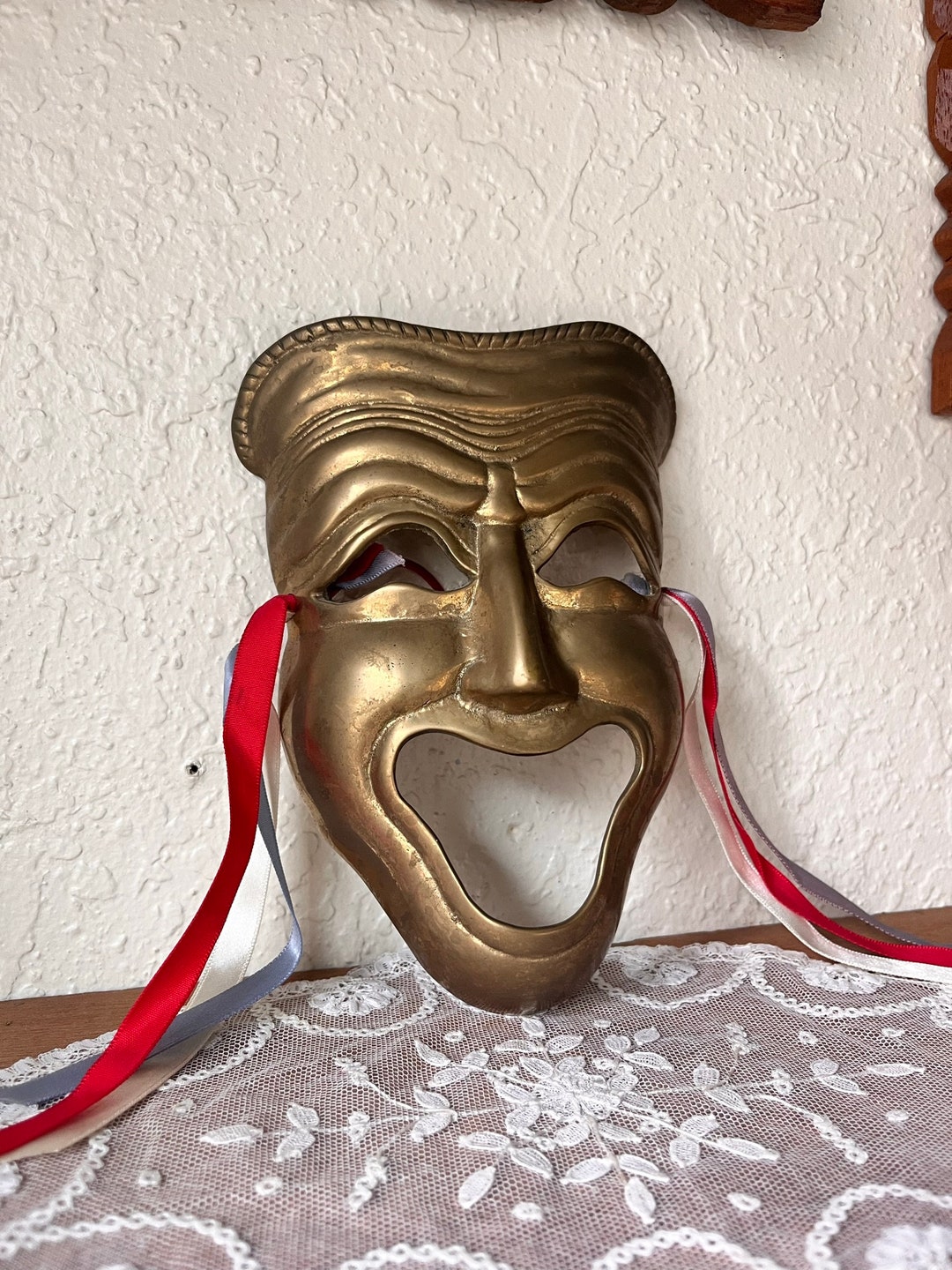 Vintage Brass Laughing Comedy Mask - Etsy
