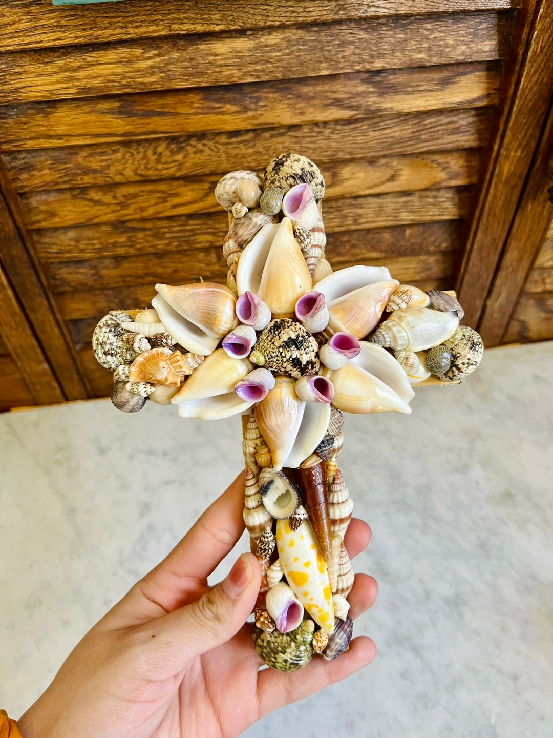Vintage Handmade Seashell Cross - Etsy
