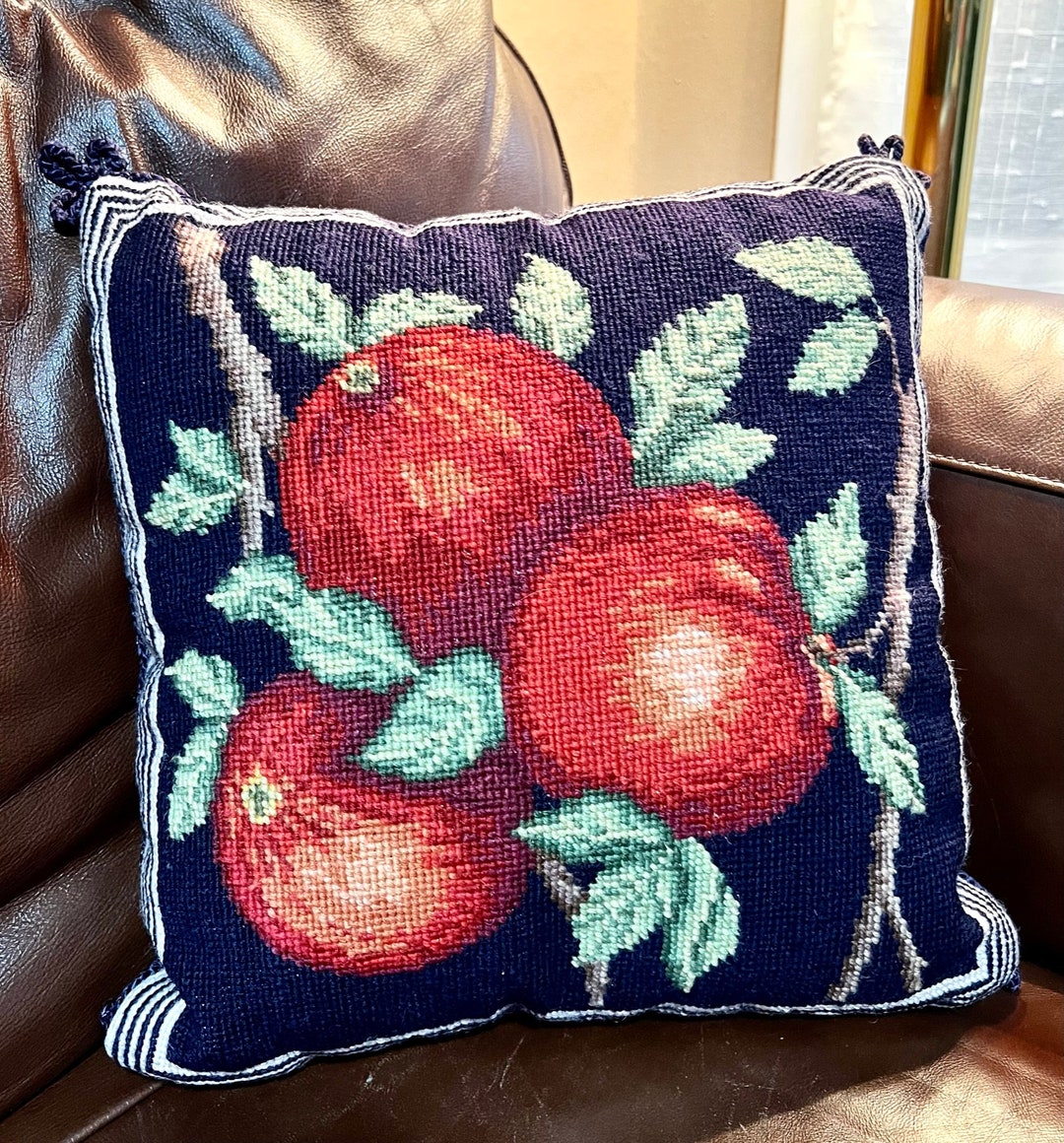Red Apples Needlepoint Decorative Pillow - Etsy
