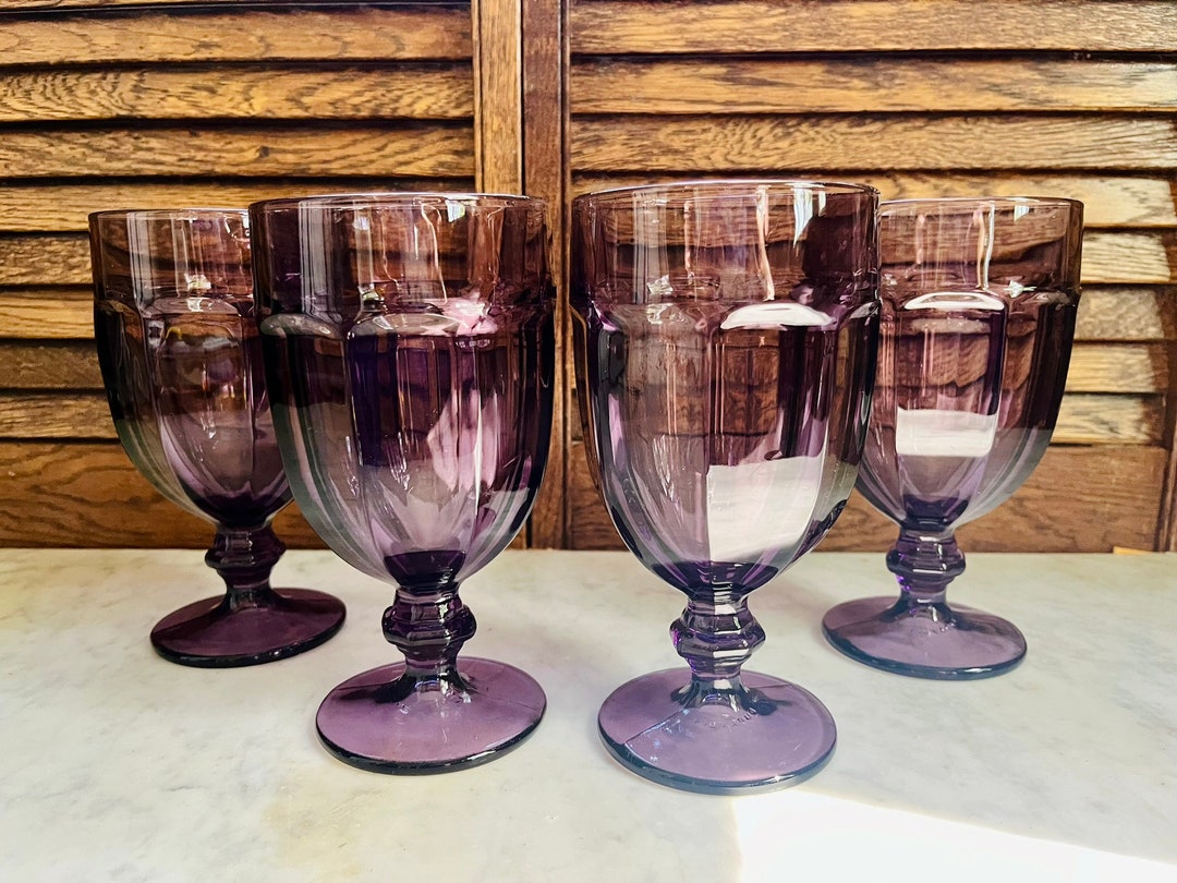Beautiful Vintage Purple Libbey Duratuff Glass Goblets Set of 4 - Etsy